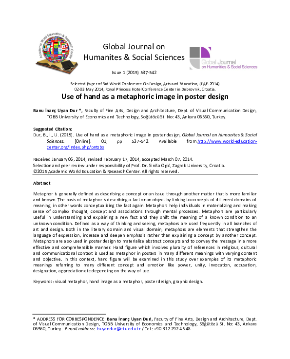 (PDF) Use of hand as a metaphoric image in poster design