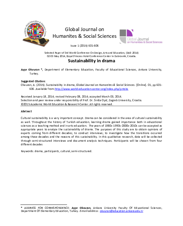 (PDF) Sustainability in drama