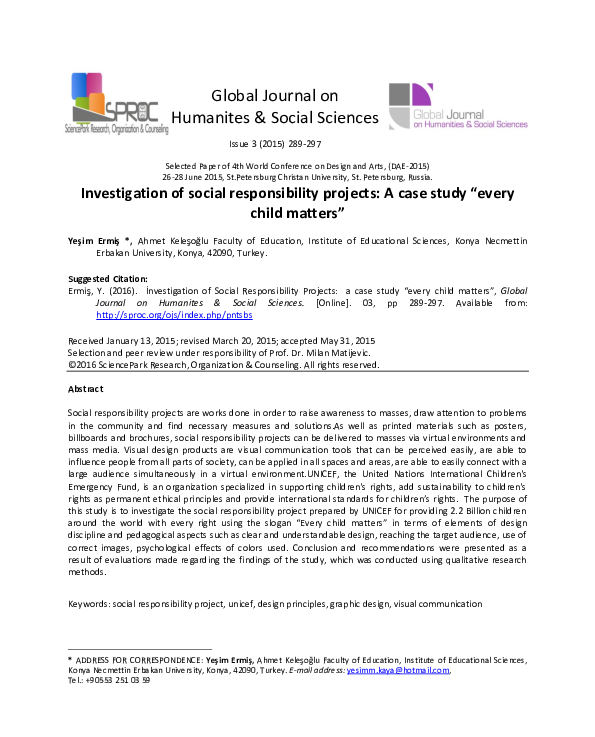 (PDF) Investigation of social responsibility projects: A case study ...