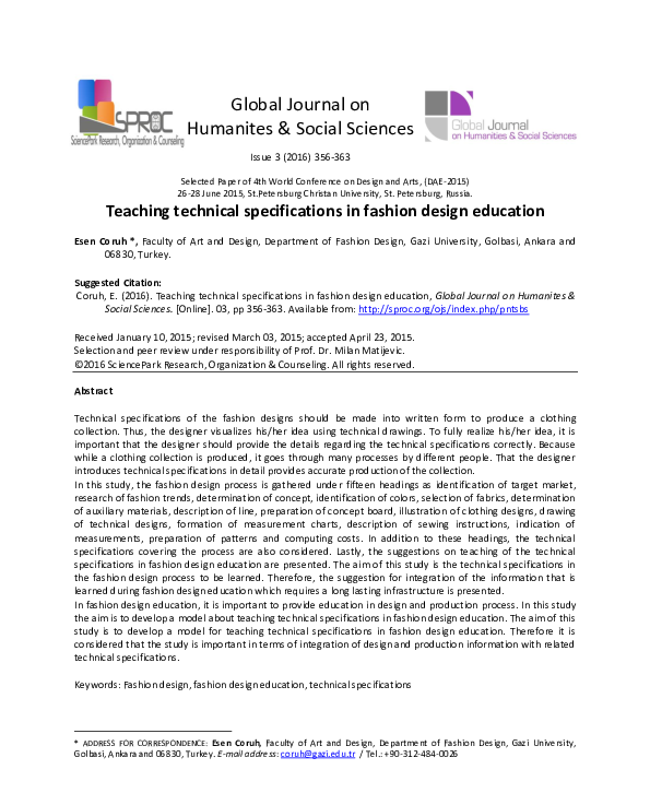 (PDF) Teaching technical specifications in fashion design education
