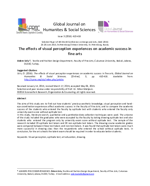 (PDF) The effects of visual perception experiences on academic success ...