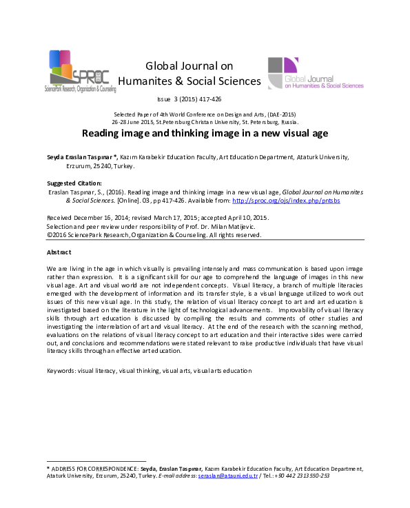 (PDF) Reading image and thinking image in a new visual age