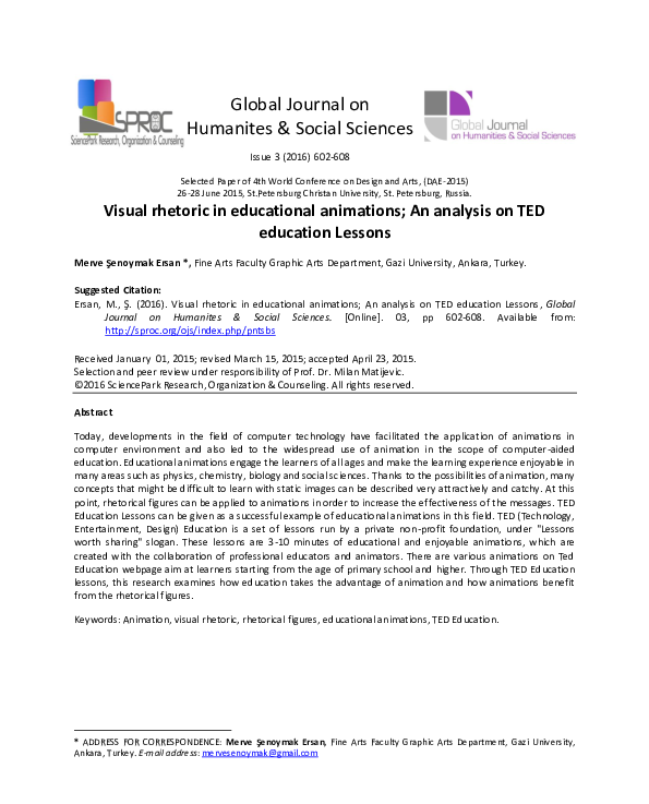 (PDF) Visual rhetoric in educational animations; An analysis on TED ...