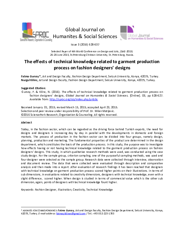 Pdf The Effects Of Technical Knowledge Related To Garment Production
