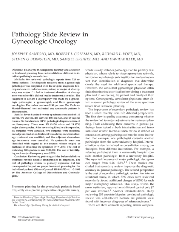 (PDF) Pathology Slide Review in Gynecologic Oncology
