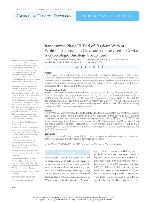 (PDF) Randomized Phase III Trial of Cisplatin With or Without Topotecan ...
