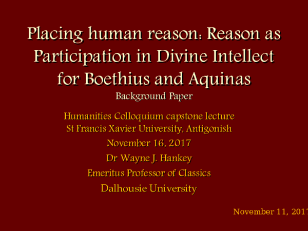 (PPT) Placing human reason: Reason as Participation in Divine Intellect ...