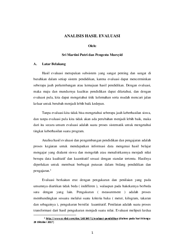 (DOC) ANALISIS HASIL EVALUASI Oleh