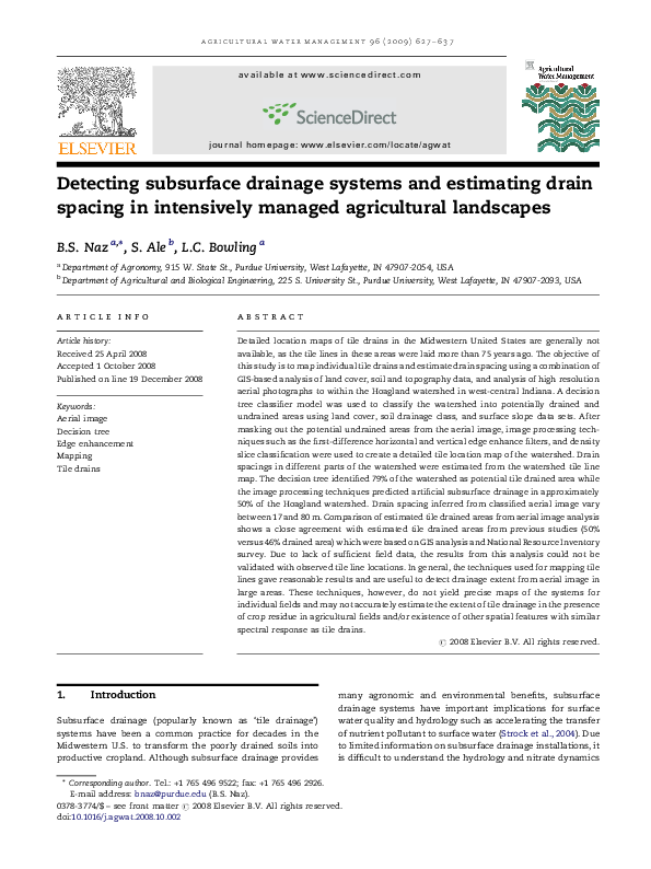 (PDF) Detecting subsurface drainage systems and estimating drain spacing in intensively managed ...