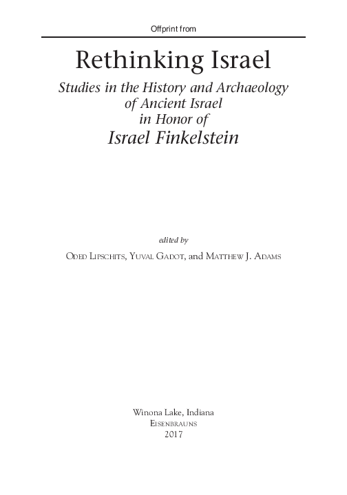 (PDF) Rethinking Israel Studies in the History and Archaeology of ...
