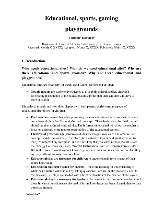 (PDF) Educational, sports, gaming playgrounds