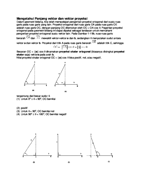 (DOC) Mengetahui Panjang vektor dan vektor proyeksi