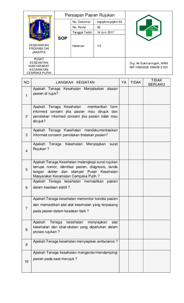 (DOC) Dzul FORMAT DAFTAR TILIK Persiapan rujukan 7.