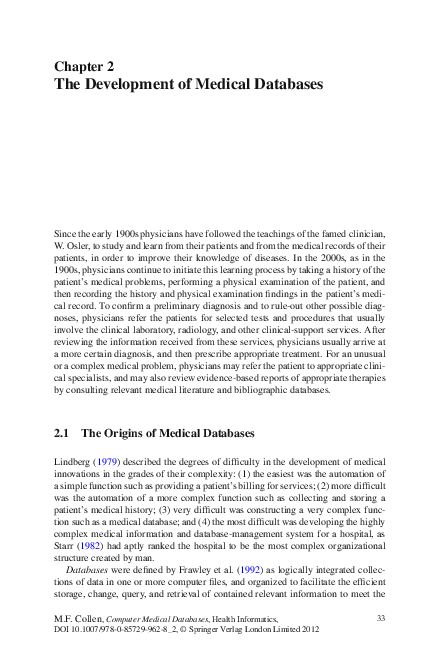 (PDF) The Development of Medical Databases