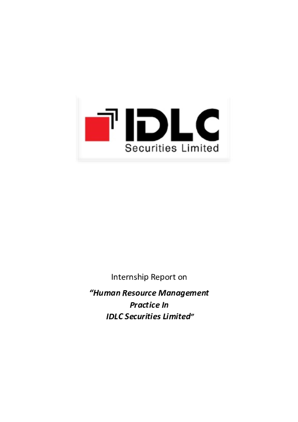 (PDF) Internship Report on " Human Resource Management Practice In IDLC ...