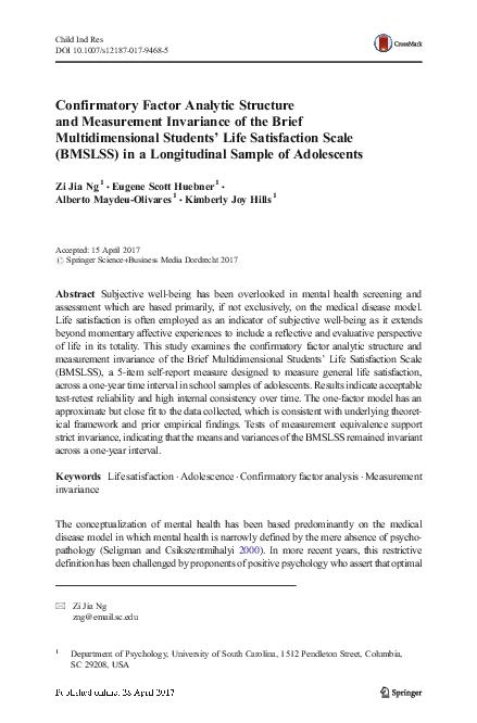 (PDF) Confirmatory Factor Analytic Structure and Measurement Invariance of the Brief ...