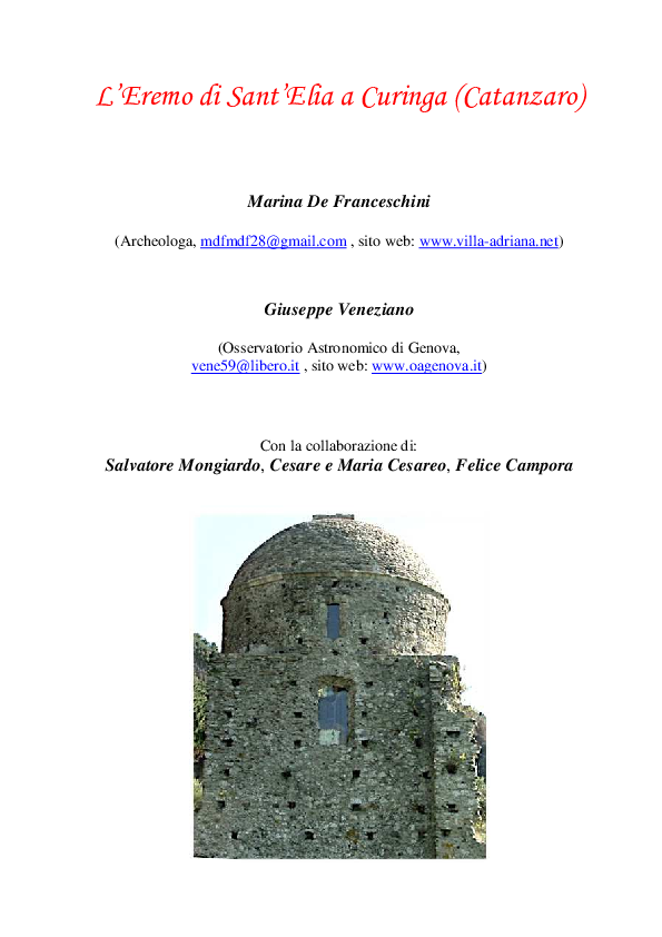 (PDF) L'Eremo di Sant'Elia a Curinga (Catanzaro).