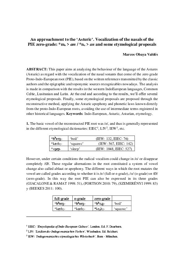 (PDF) An approachment to the 'Asturic'. Vocalization of the nasals of ...