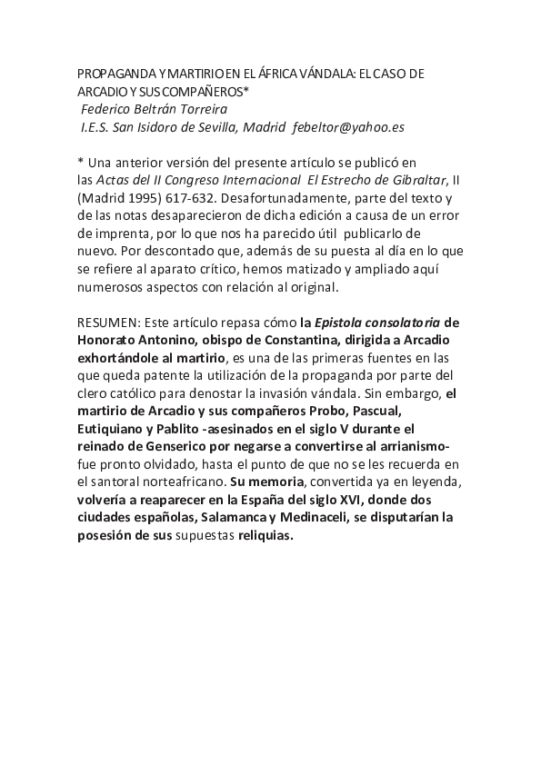 (DOC) San Arcadio y sus compañeros mártires de Genserico