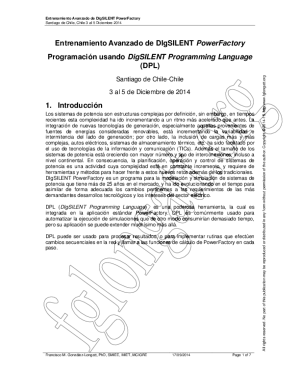 (PDF) Entrenamiento Avanzado de DIgSILENT PowerFactory Santiago de ...