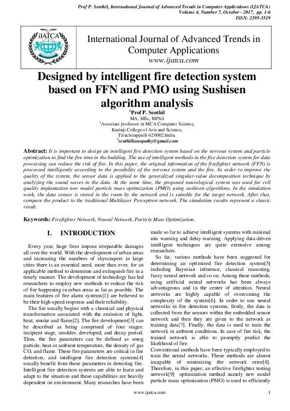 (PDF) Designed by intelligent fire detection system based on FFN and PMO using Sushisen ...