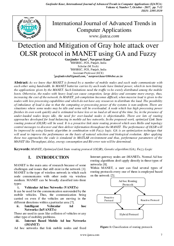 Pdf Detection And Mitigation Of Gray Hole Attack Over Olsr Protocol