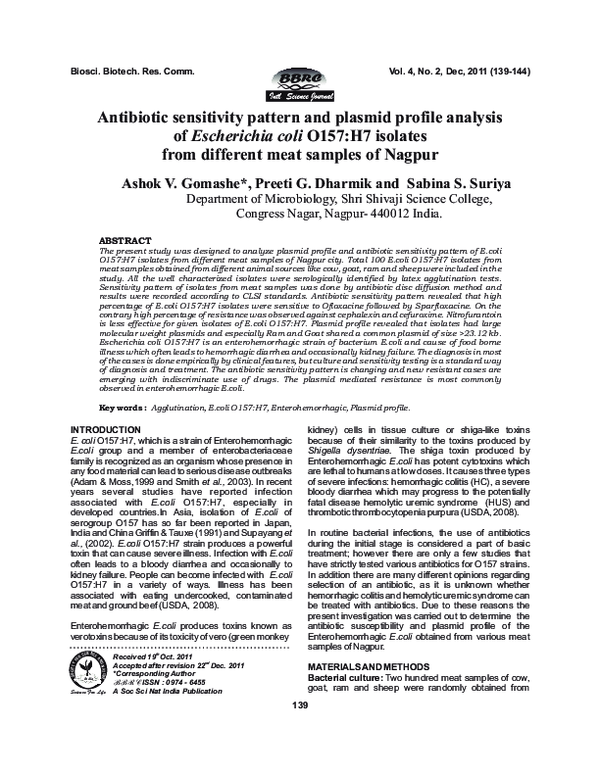 (PDF) 3N. E coli o157 H7.pdf | preeti Dharmik - Academia.edu