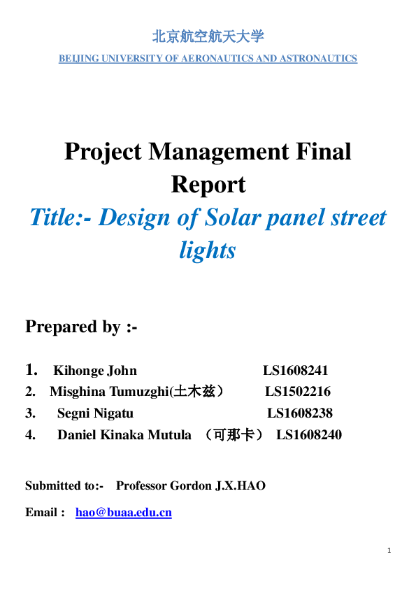 (PDF) Project Management Final Report Title:-Design of Solar panel ...