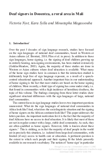 (PDF) Nyst, Victoria, Sylla, Kara & Magassouba, Moustapha (2012) Deaf ...