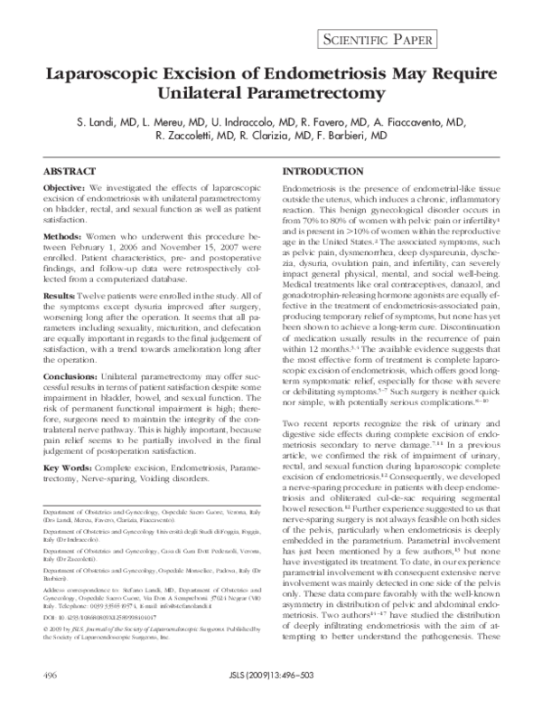 (PDF) Laparoscopic Excision of Endometriosis May Require Unilateral ...