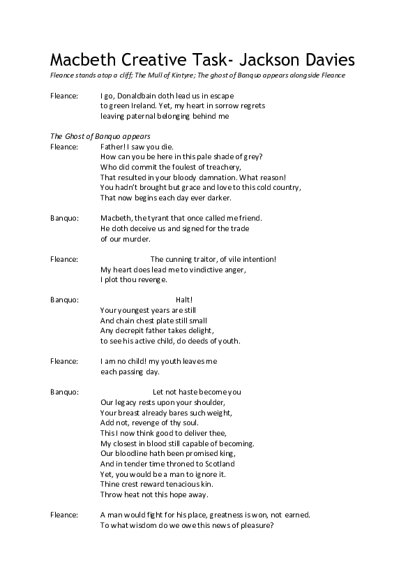 (DOC) Macbeth Creative Task-Jackson Davies