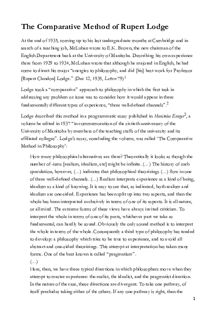 (PDF) The Comparative Method of Rupert Lodge