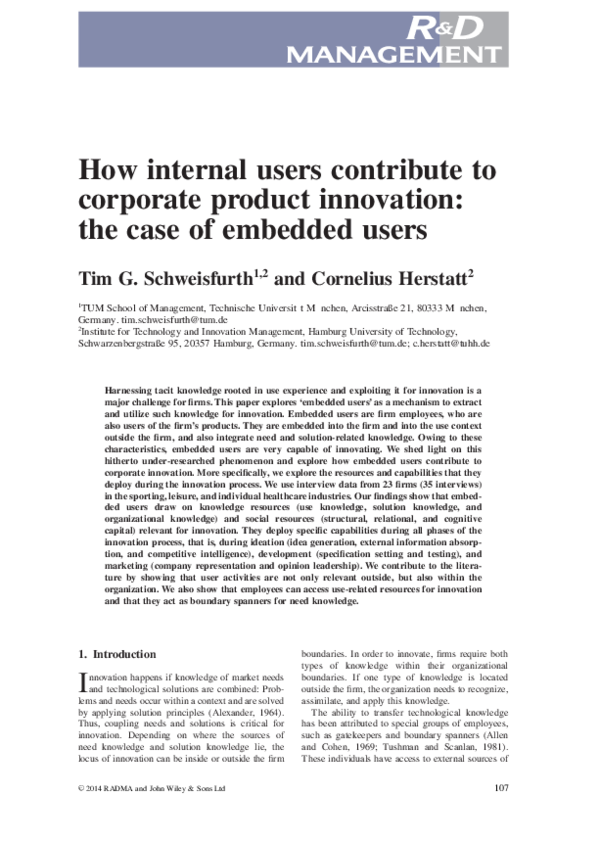 (PDF) How internal users contribute to corporate product innovation ...
