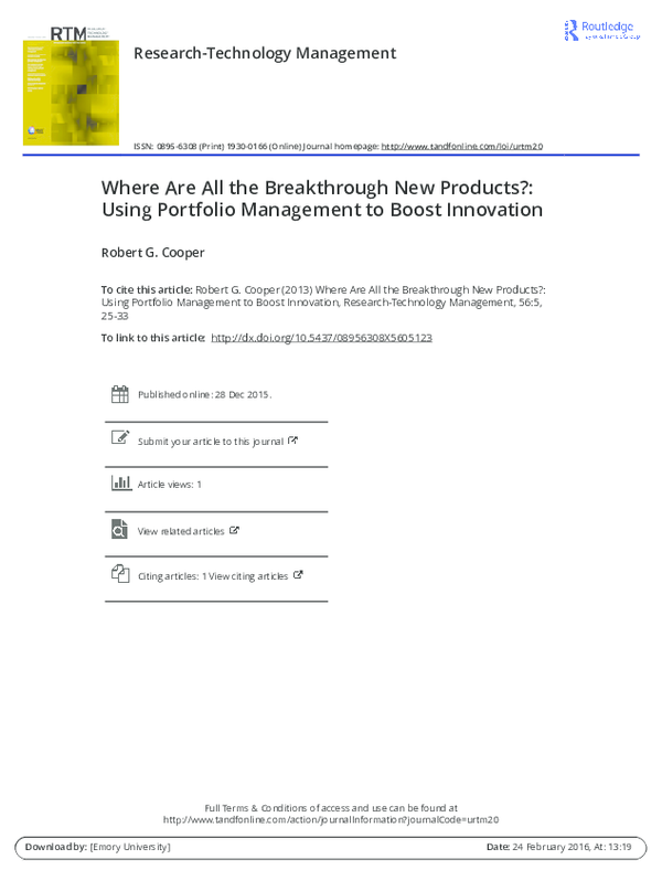 (PDF) Research-Technology Management Where Are All the Breakthrough New ...