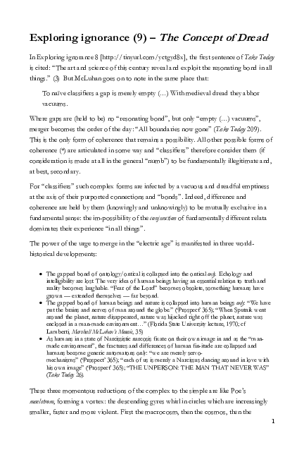 (PDF) Exploring ignorance (9) – The Concept of Dread