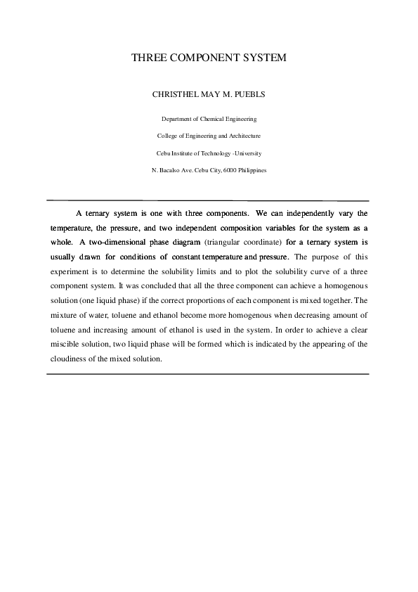 (DOC) THREE COMPONENT SYSTEM