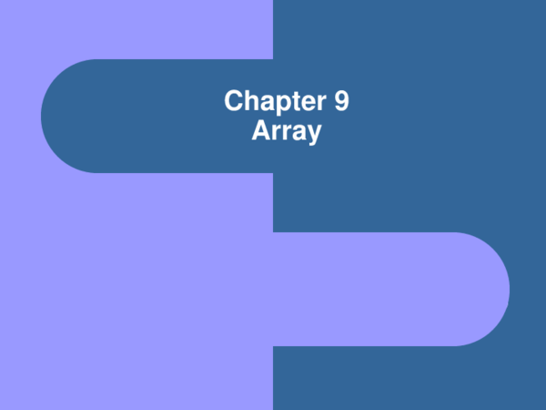 Ppt Chapter 9 Array 1
