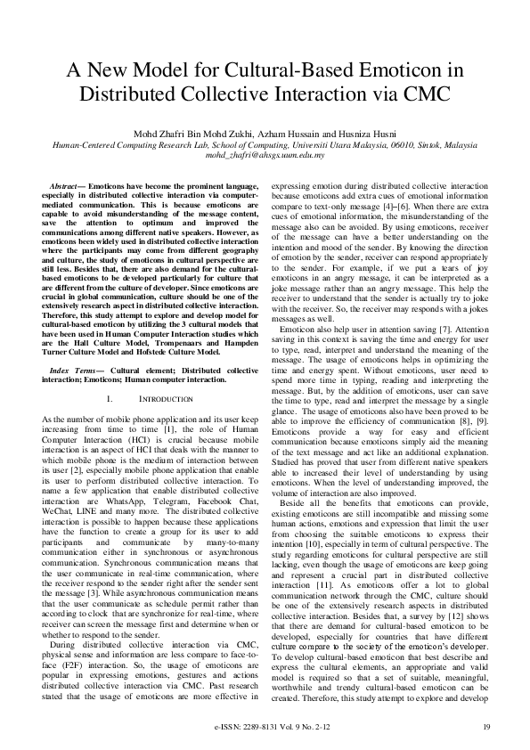A New Model for Cultural-Based Emoticon in Distributed Collective ...