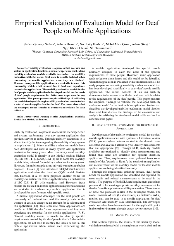 (PDF) Empirical Validation of Evaluation Model for Deaf People on Mobile Applications