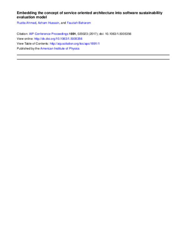(PDF) Embedding the concept of service oriented architecture into software sustainability ...