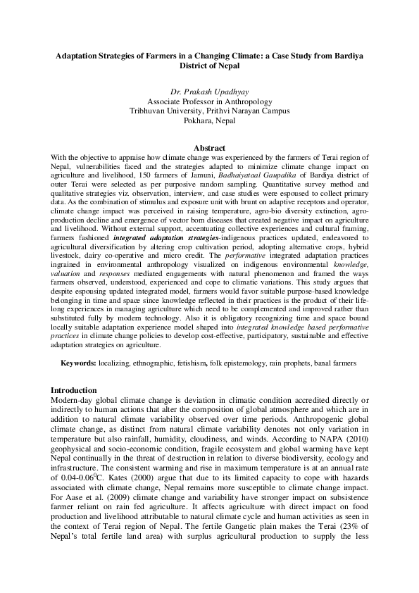 (DOC) Adaptation Strategies of Farmers in a Changing Climate: a Case ...