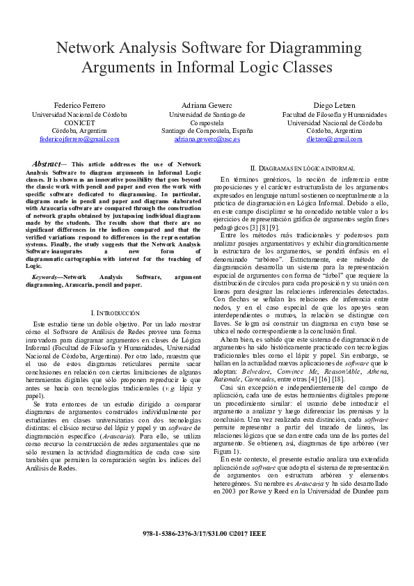 (PDF) Network Analysis Software for Diagramming Arguments in Informal ...