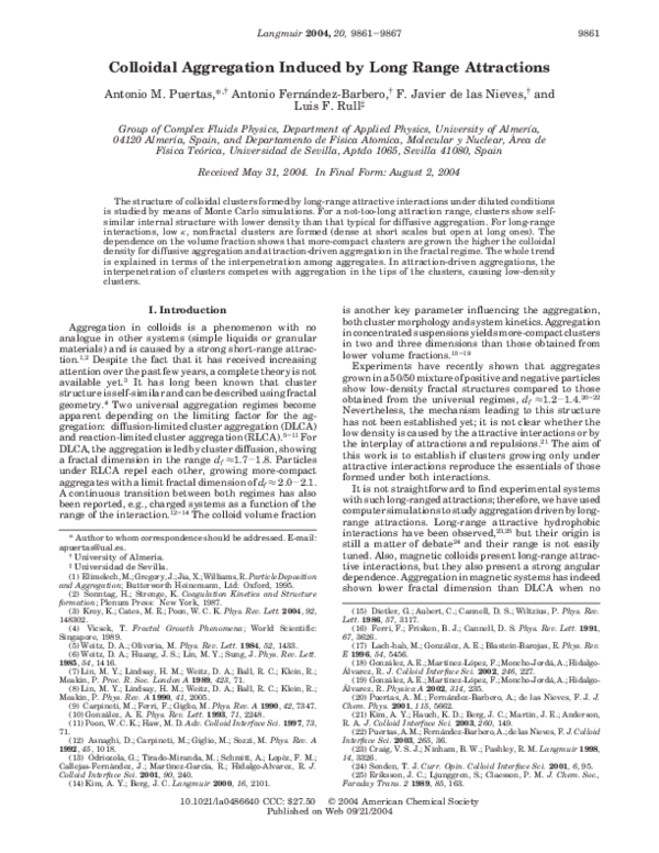 (PDF) Colloidal Aggregation Induced by Long Range Attractions