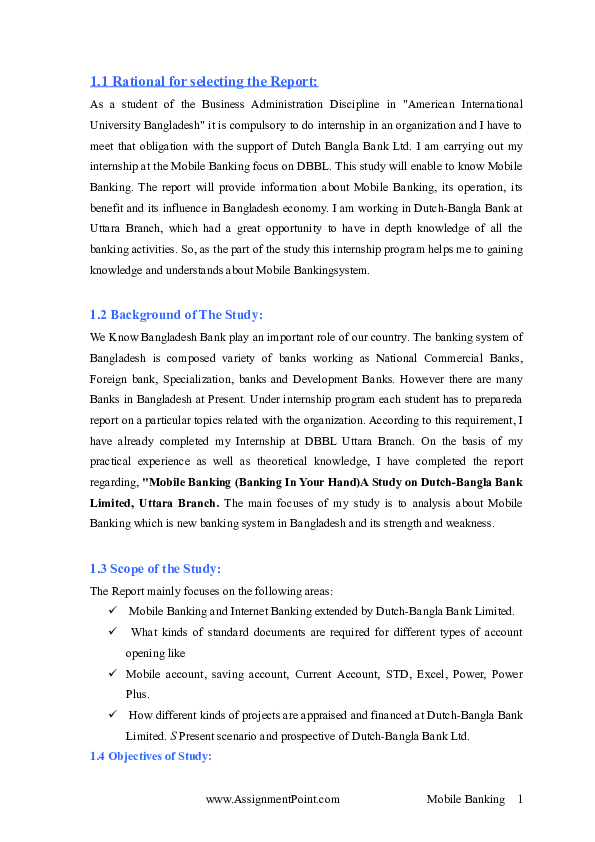 (DOC) 1 Rational for selecting the Report