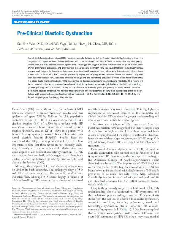 (PDF) STATE-OF-THE-ART PAPER Pre-Clinical Diastolic Dysfunction