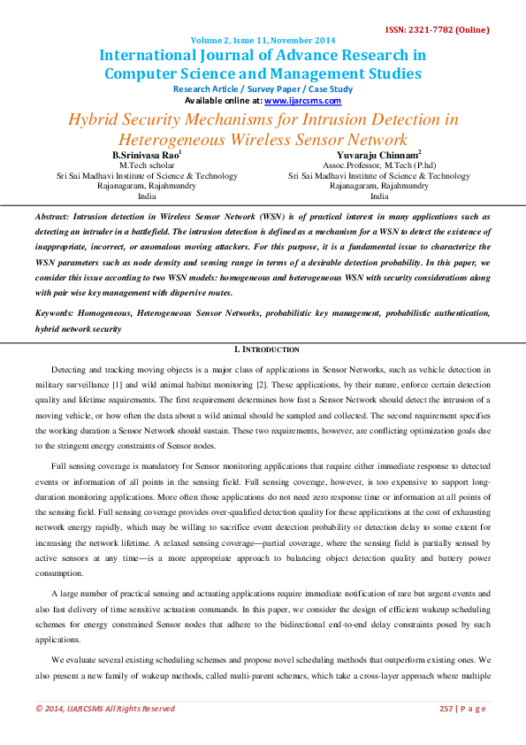 (PDF) Computer Science and Management Studies Hybrid Security Mechanisms for Intrusion Detection ...