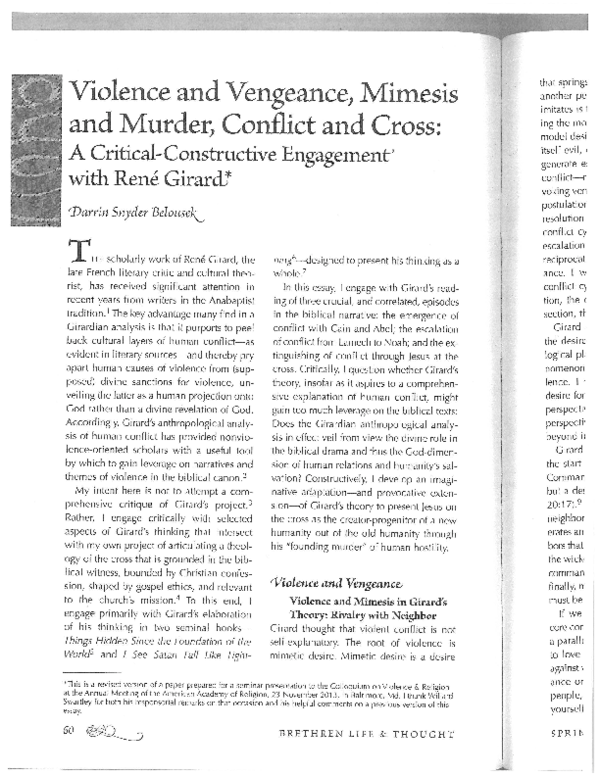 (PDF) Violence and Vengeance, Mimesis and Murder, Conflict and Cross: A ...