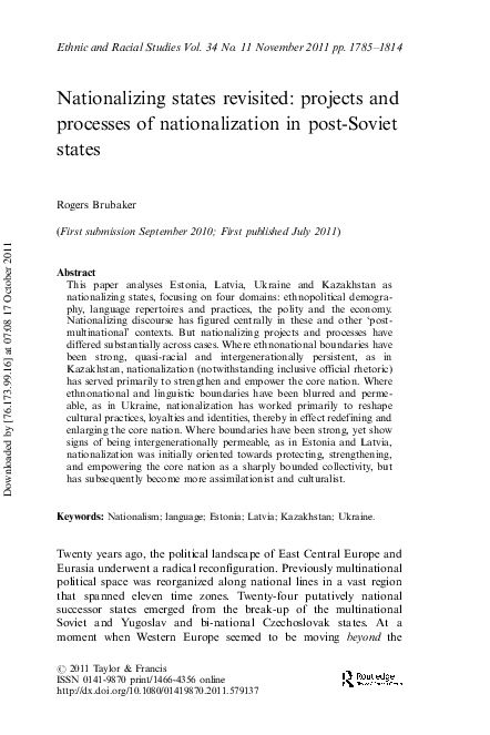 (PDF) Nationalizing States Revisited: Projects and Processes of ...