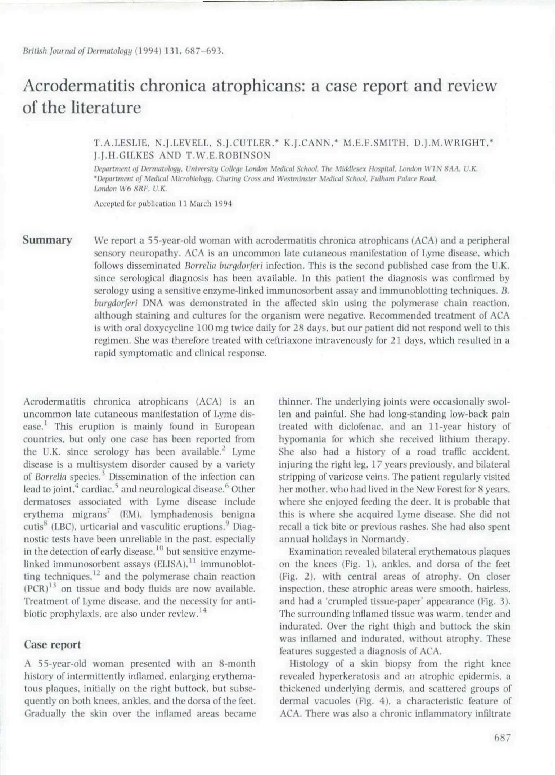 (PDF) Acrodermatitis chronica atrophicans: a case report and review of ...