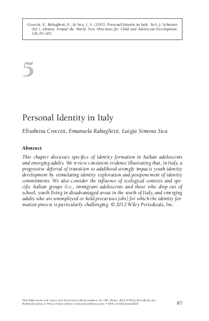 (PDF) Personal identity in Italy
